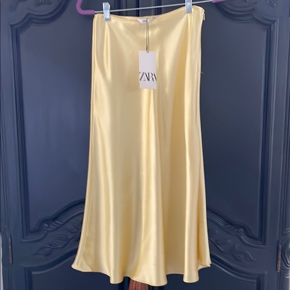 Zara | Skirts | Zara Yellow Midi Slip Skirt Resort Wear | Poshmark
